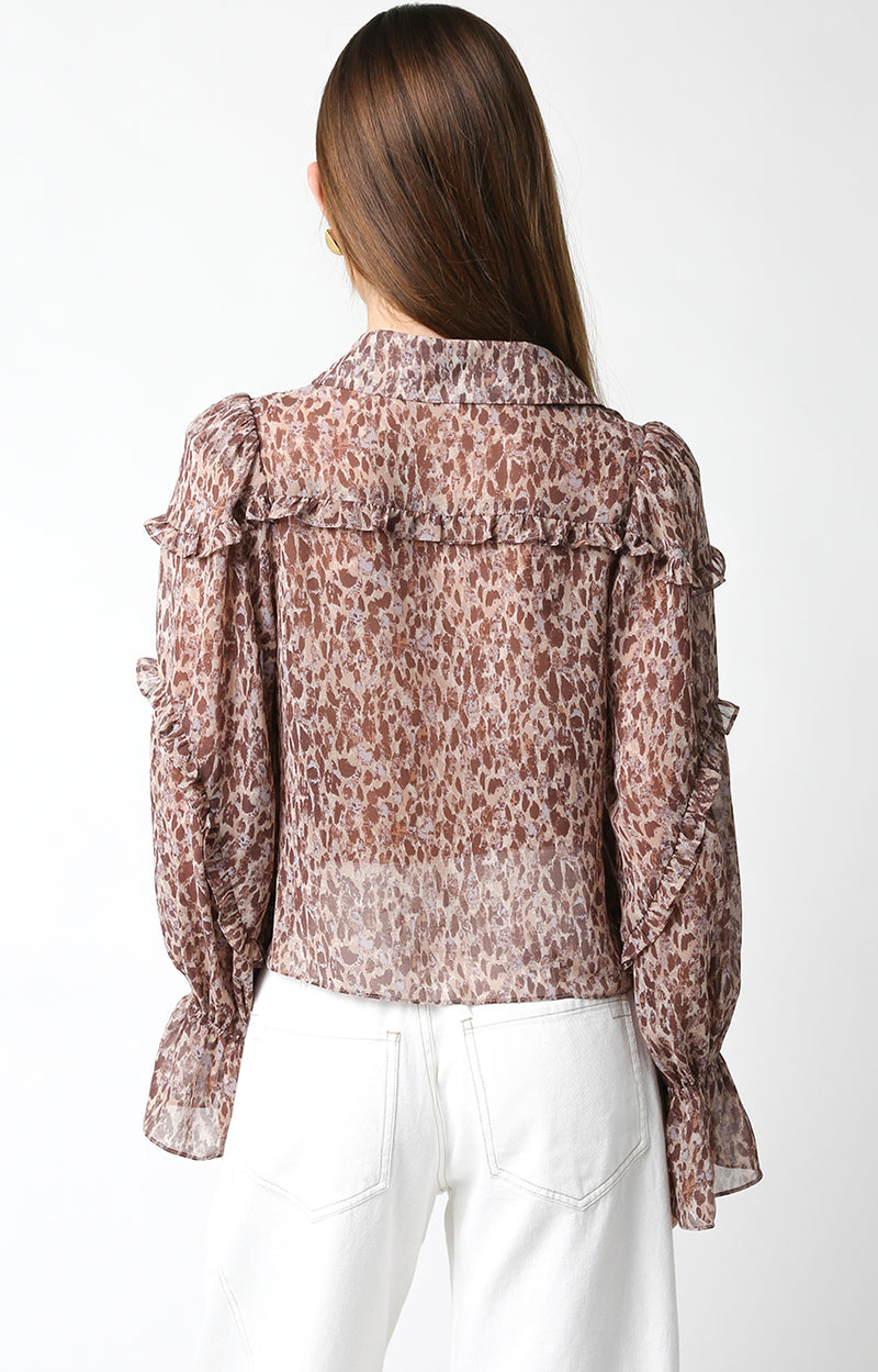 Leopard Rufflle Button Up – Ruby and Jenna