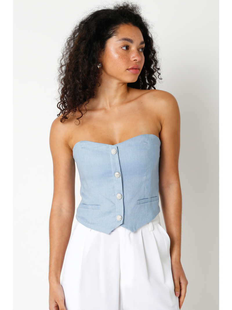 Tube Top With Rhinestone Buttons – Ruby and Jenna