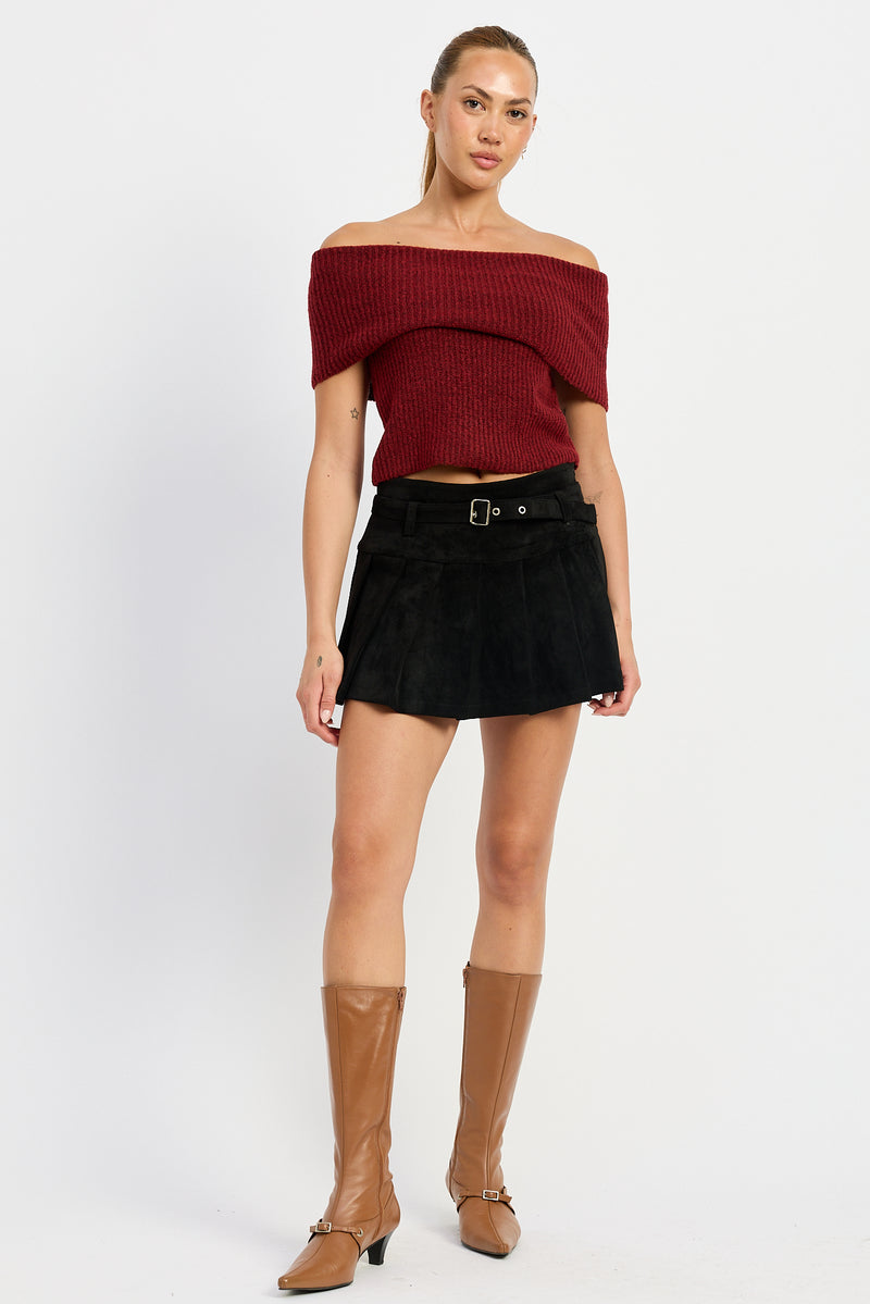 Pleated Suede Skort – Ruby and Jenna