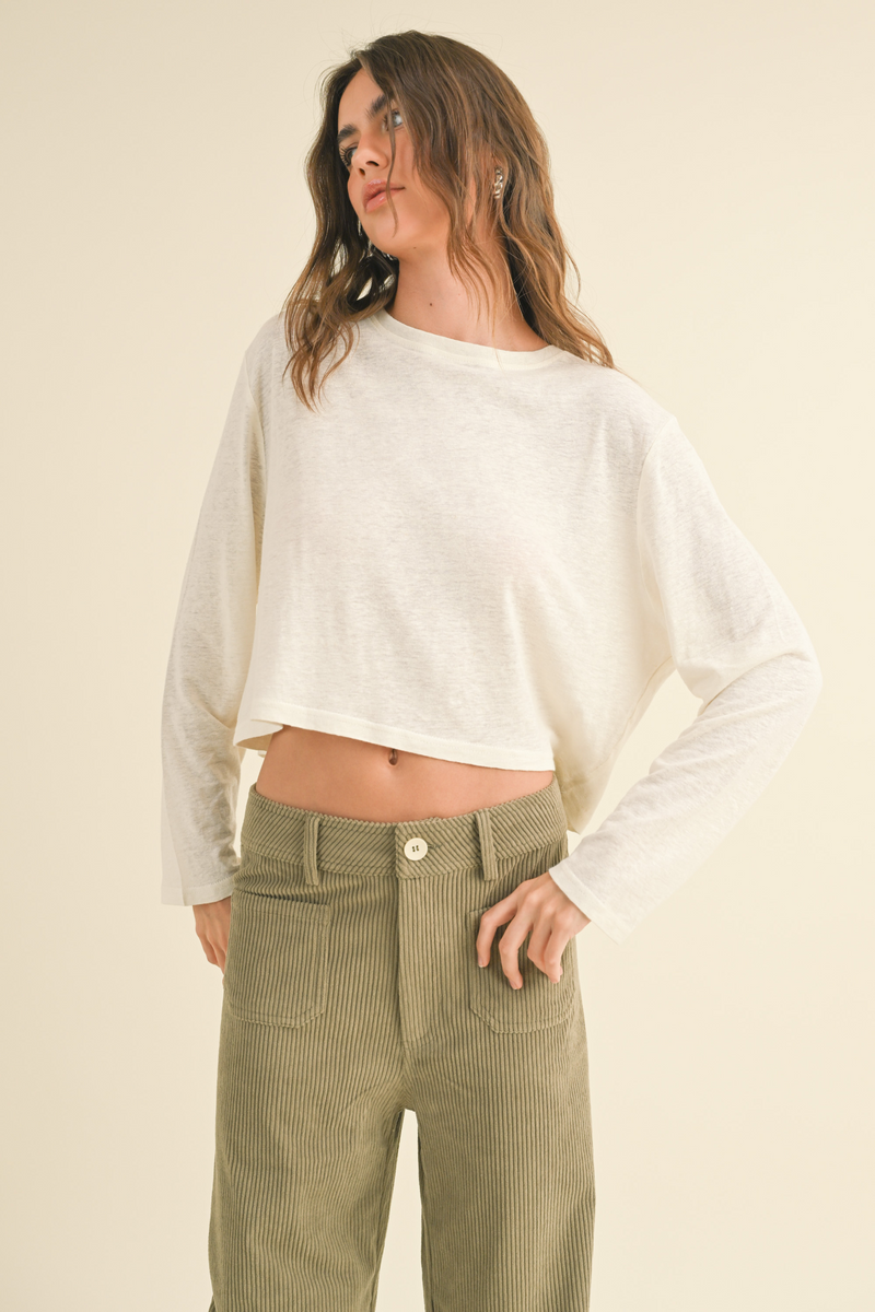 Long Sleeve Linen Blend Top – Ruby and Jenna